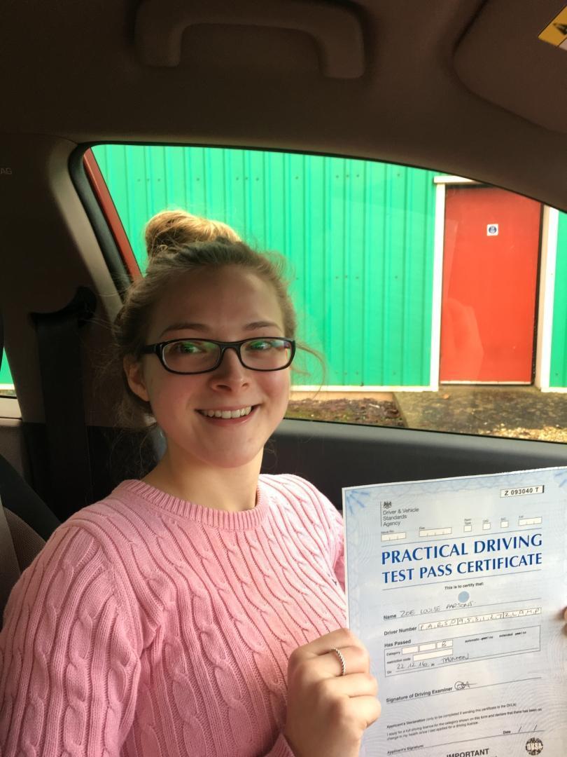 Zoe passes in time for Christmas - Green 4 Go Driving School